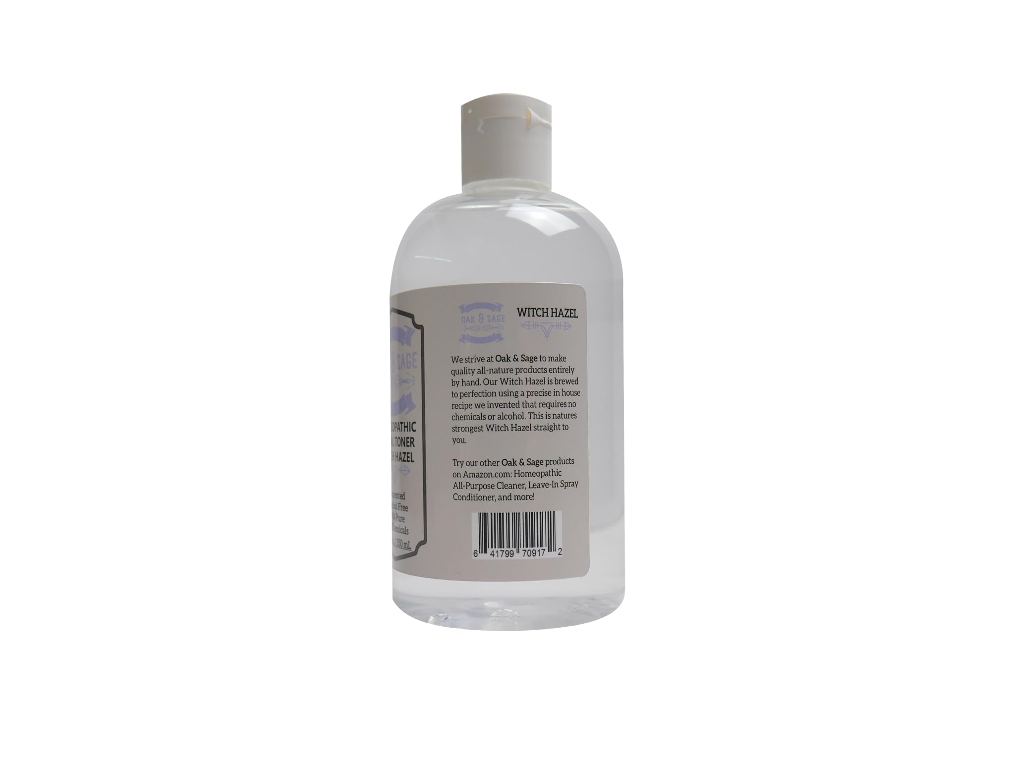 Oak & Sage Homeopathic Facial Toner Witch Hazel Unscented - 12oz Astringent, 100% Pure, No Alcohol, No Additives