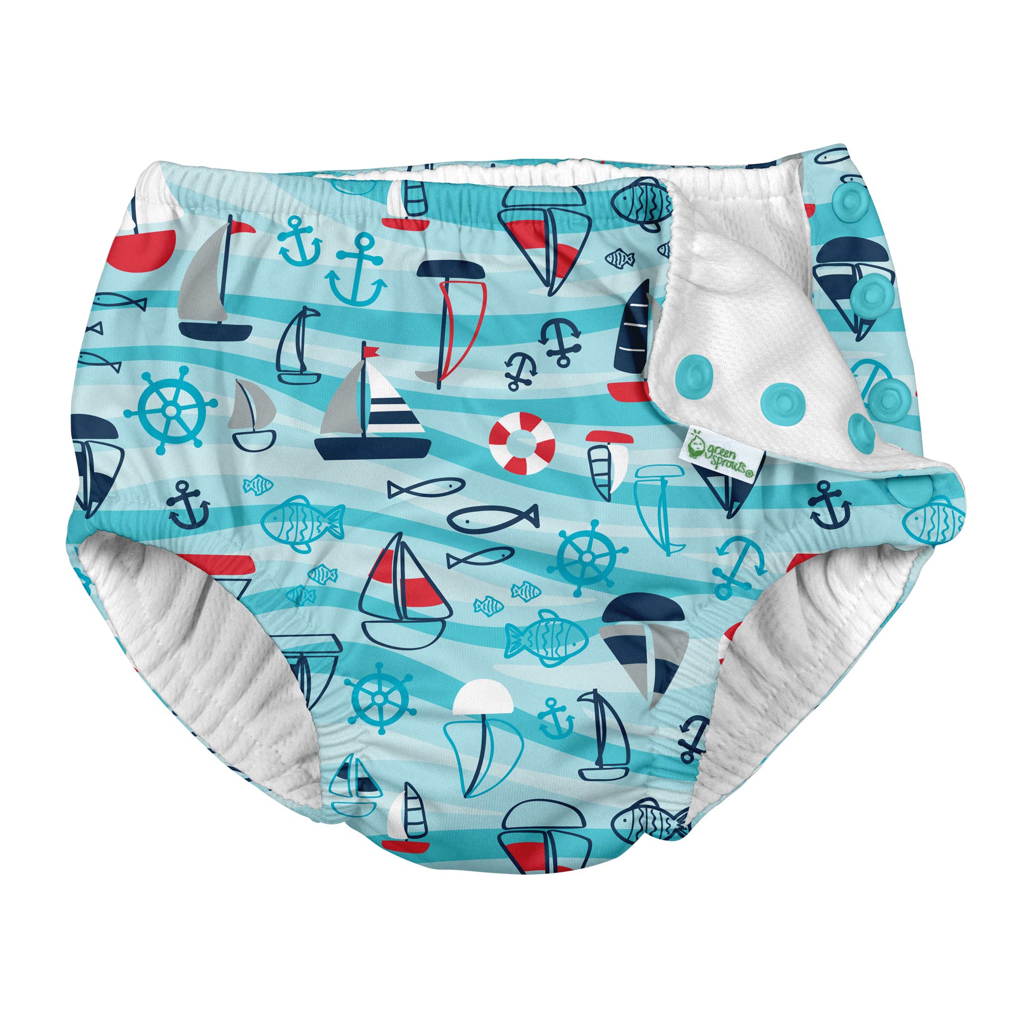 i Play Boys Reusable Absorbent Baby Swim Diapers Aqua Wavy Nautical 12 Months