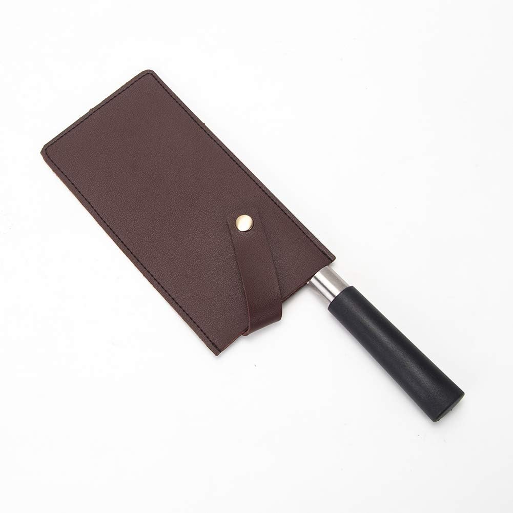 AJFHKJ Durable PU Leather Meat Cleaver Sheath, Heavy Duty Chef Knife Guard Butcher Chef Wide Knives Blade Edge Protectors Dark Brown