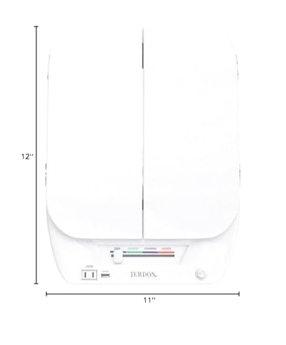 JERDON Tri-Fold Two-Sided Makeup Mirror with LED Lights - Vanity Mirror with 5X-1X Magnification & Multiple Light Settings - White - Model JGL12W