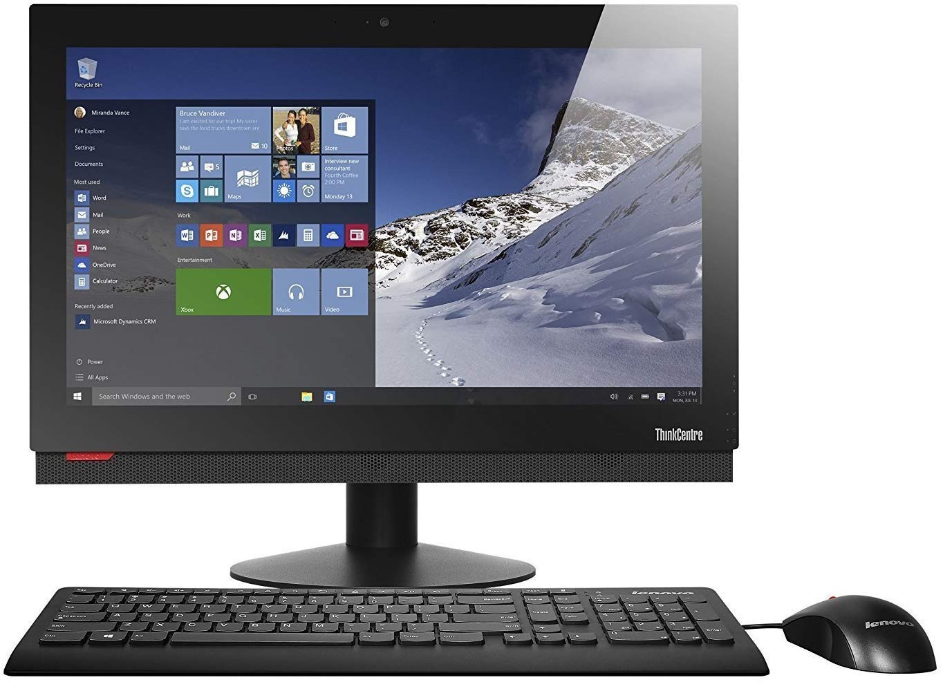Lenovo ThinkCentre M900Z 23 in HD All-in-One Desktop Computer, Intel Quad Core i3-6100-3.7 GHz, 16GB RAM, 256GB SSD HDD, USB 3.0, DisplayPort, RJ-45, Windows 10 Professional (Renewed)