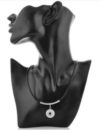 My Prime Gifts Snap Jewelry Pendant & Necklace Black Leather Length 18-20" Holds 18-20mm Standard Snaps