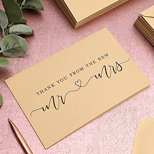 Paper Junkie Kraft Wedding Thank You Greeting Cards with Brown Envelopes (4 x 6 In, 120 Pack)