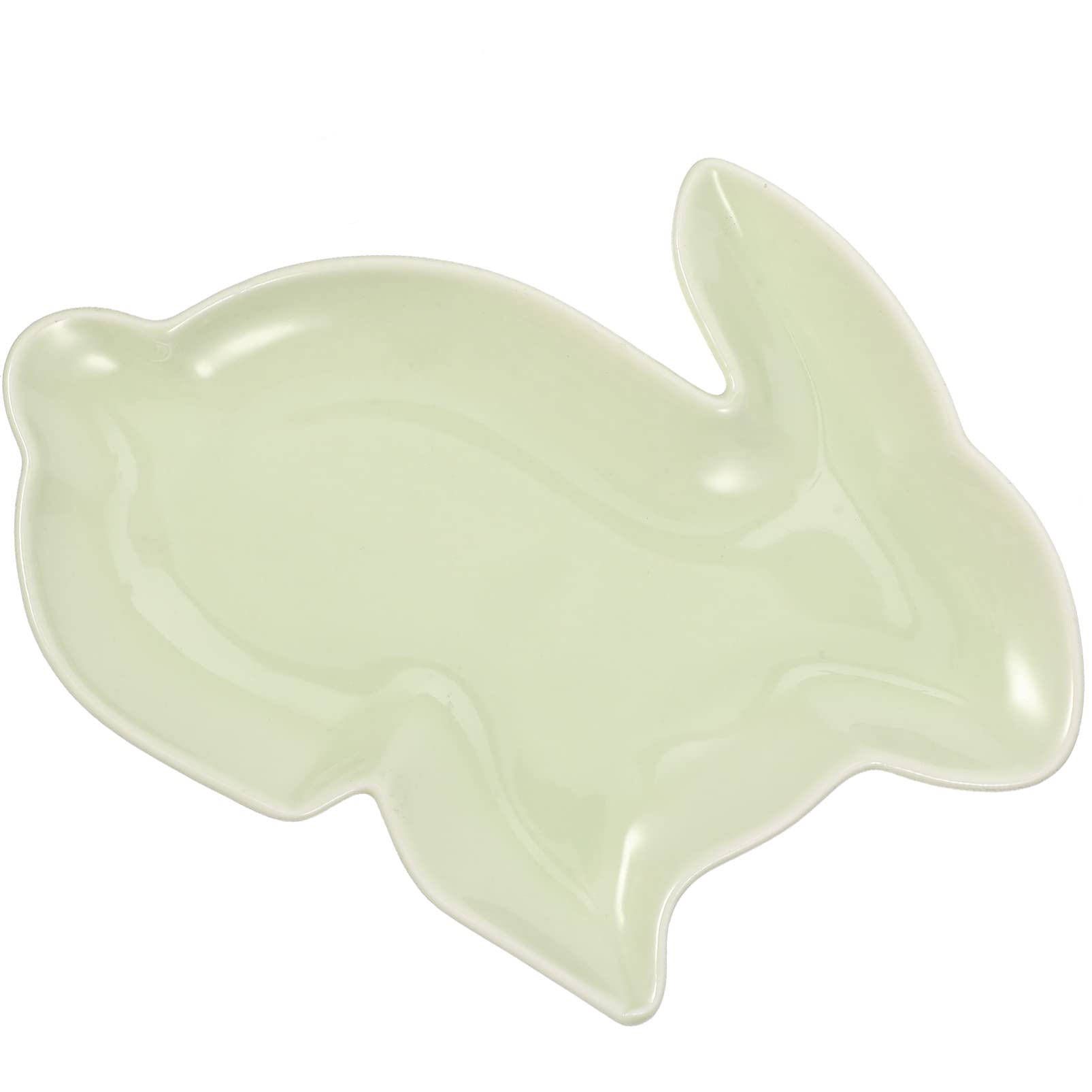 ABOOFAN Easter Bunny Shaped Plate Ceramic Rabbit Dishes Candy Appetizer Dessert Platter Salad Plate Serving Tray for Spring Easter Mothers Day Gift Kitchenware Lovers