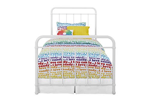 DHP Beaumont Iron Metal Platform Bed with Transitional Design Headboard and Footboard, Adustable Base Height for Underbed Storage, No Box Spring Needed, Queen, White