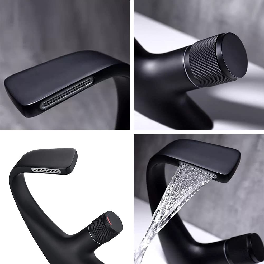 Kitchen Sink Faucet for Bar Farmhouse Commercial, Chrome Finished Kitchen Water Tap, Bathroom Sink Faucets, Hot Cold Water Mixer, Deck Mounted Single Hole Bath Tap (Color : Silver Copper)