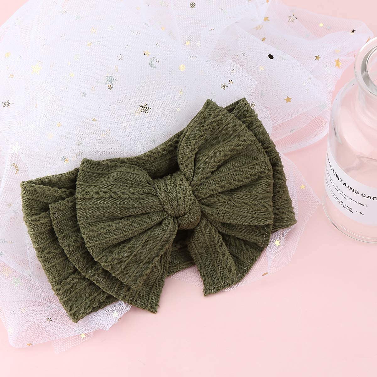 Makone Handmade Baby Headbands with Bows Stretchy Nylon Headbands for Infant Baby Girls
