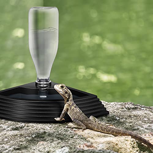 POPETPOP Reptile Water Bowl-Automatic Reptile Water Fountain-Turtle Water Dispenser Bottle Tortoise Food Water Bowl Feeding Dish for Lizards Snake-Black