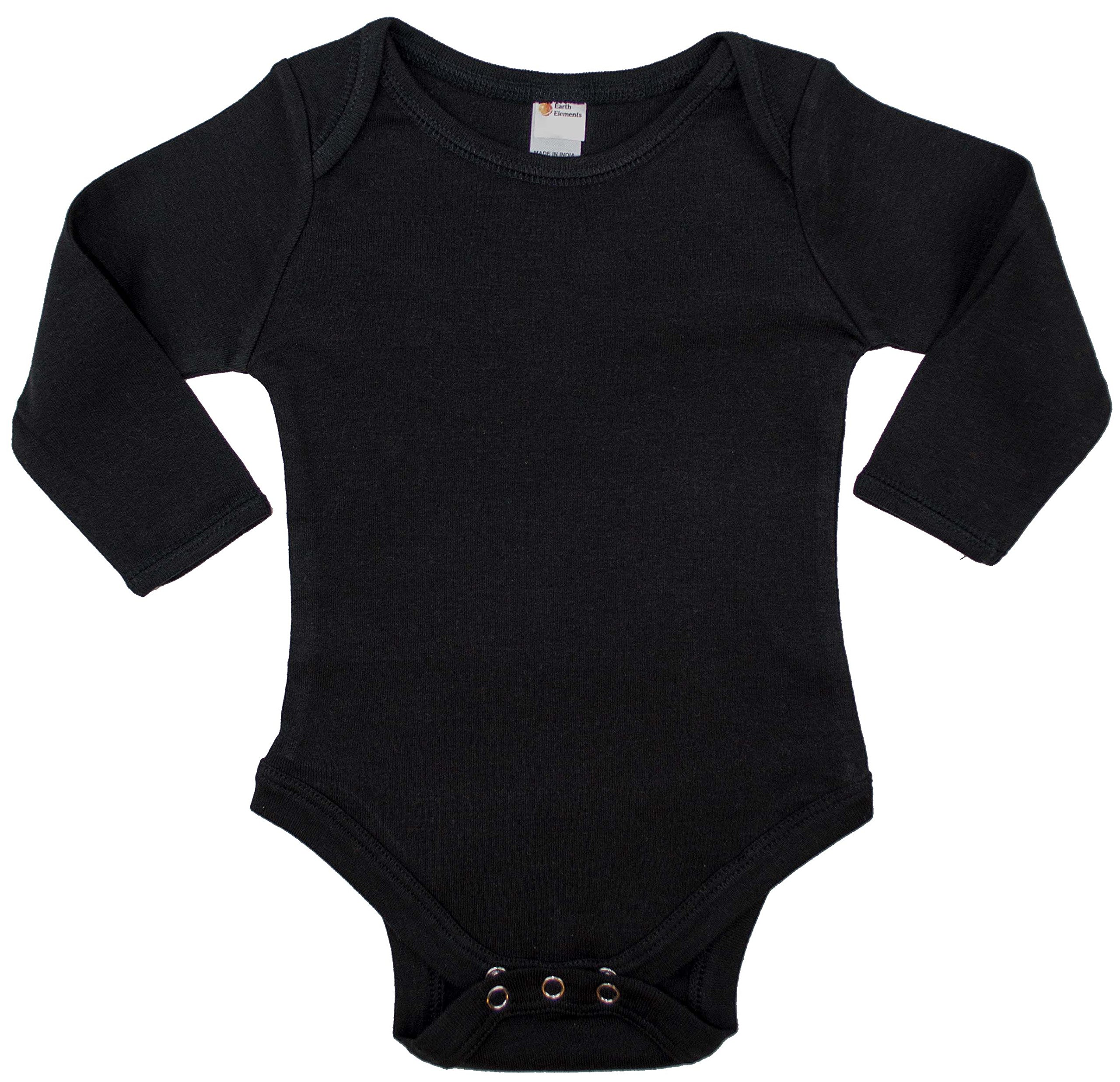 Earth Elements Baby Long Sleeve Bodysuit 0-3 Months Black