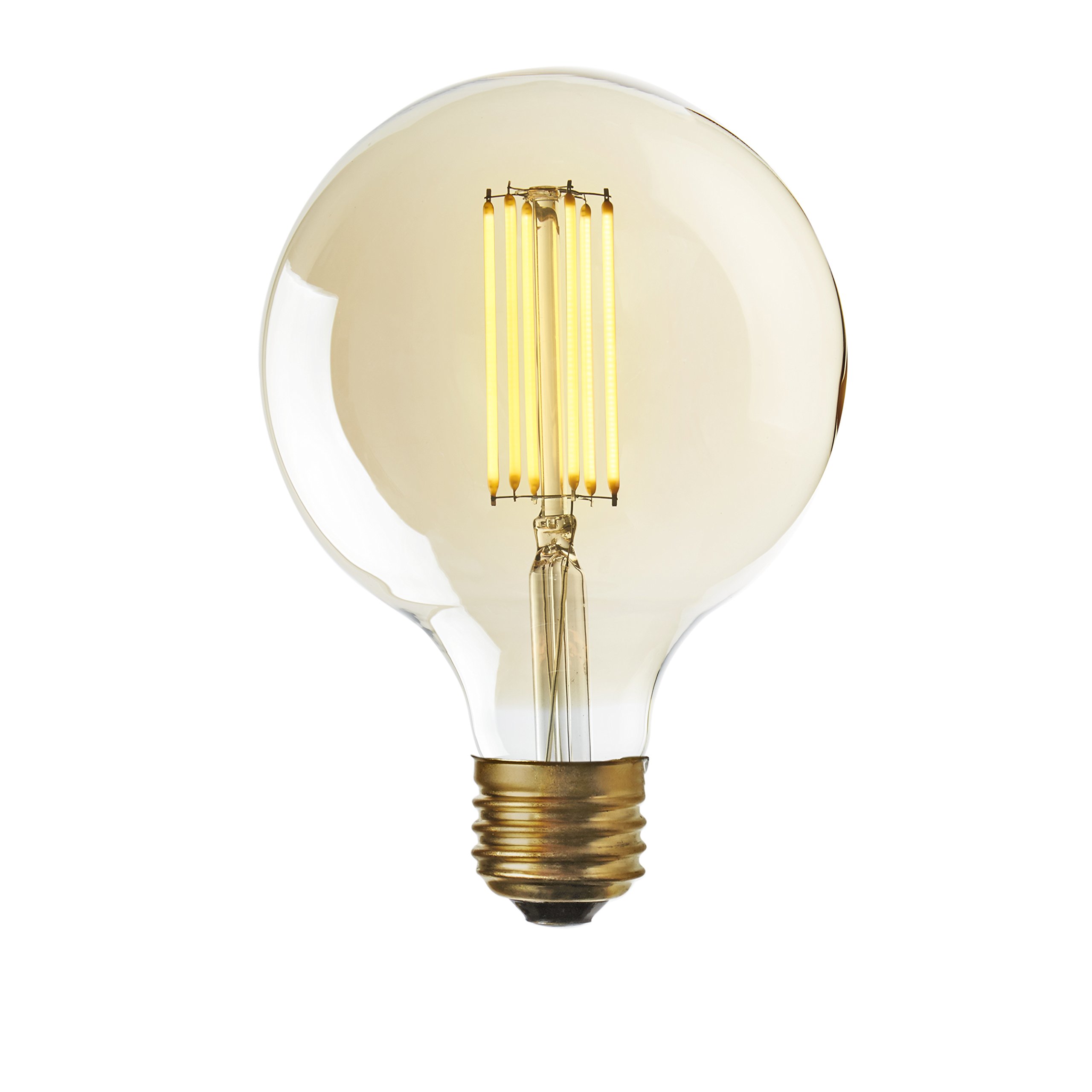 6W LED Edison Globe Bulb with Antique Gold Tint - Large G40 Vintage Filament Light Bulb, E26 Base, Fully Dimmable with Warm White Light, Bedford Collection