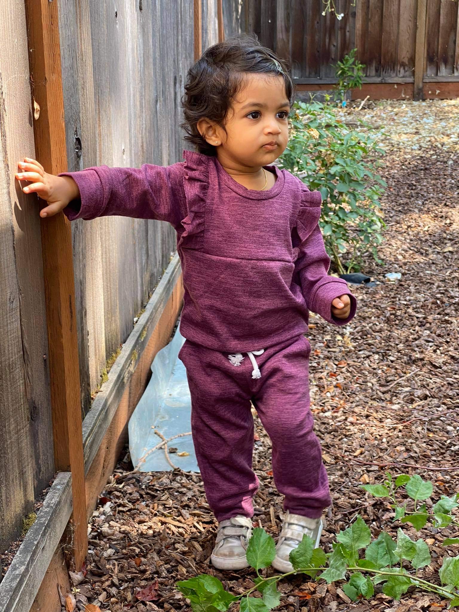 Infant Baby Girls Clothes Ruffle T-Shirt + Pants Fall Winter Outfits Set Purple