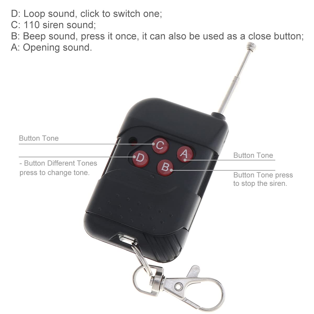 ePathChina 7 Tone Sound Loud Car Siren Vehicle Horn Hooter/Ambulance/Siren/Traffic Sound with Black Remote Controller 12V 100W (1PC Remote Controller)
