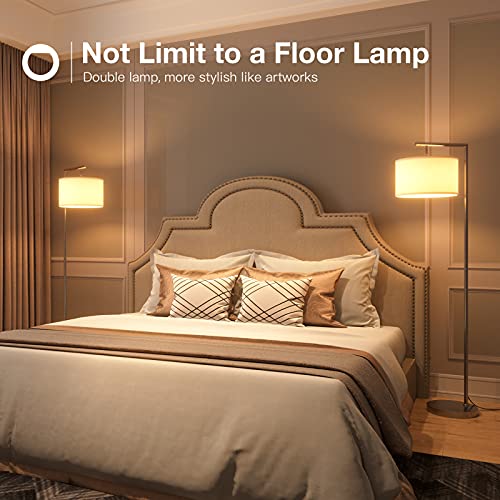 addlon Montage Modern Floor Lamp for Living Room Lighting - Bedroom & Nursery Standing Accent Lamp, Mid Century, 5' Tall Pole Light Overhangs Lamp, with LED Bulb - Nickle