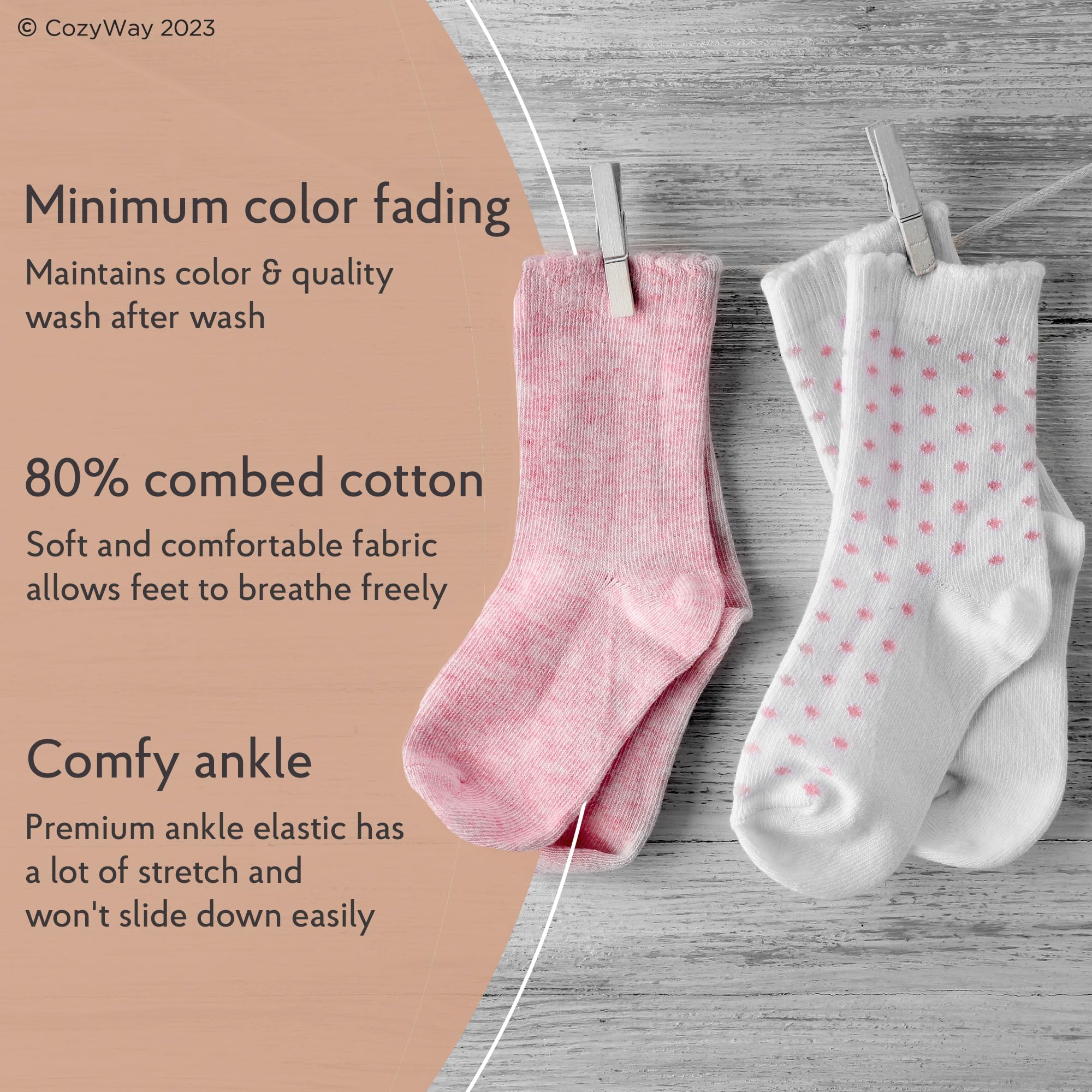 CozyWay Baby Knee High Bow Socks For Baby Girls Infant 0-9 Months 6-6 Pack