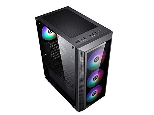 Raidmax ATX Desktop Computer Gaming PC Case Mid Tower PC Case with addressable RGB x3 ARGB Fans ATX PC Case USB 3.0 Tempered Glass PC Case Mesh Window Computer Case with 3 ARGB LED Black PC Case -i403