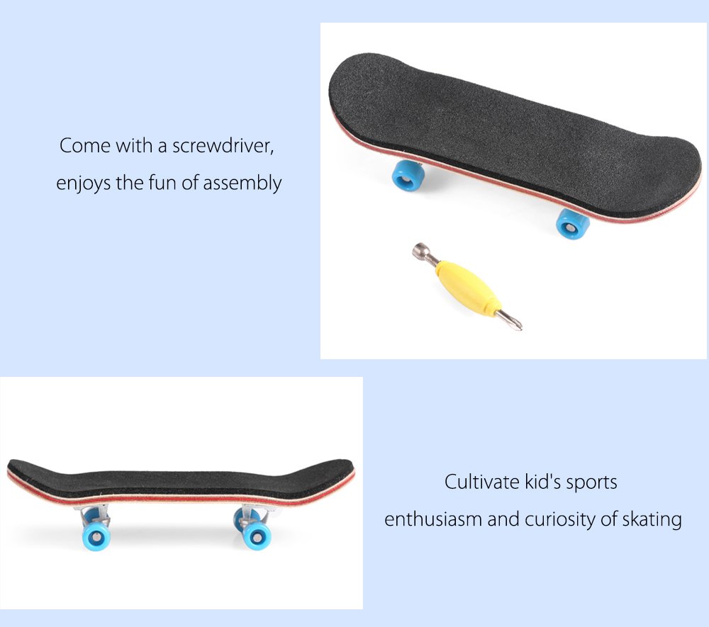 BISOZER Mini Finger Skateboard – Wooden Finger Board Ultimate Sport Training Props in Light Brown with Ball Bearings -1 Pack (Random Color Bearing Wheels)