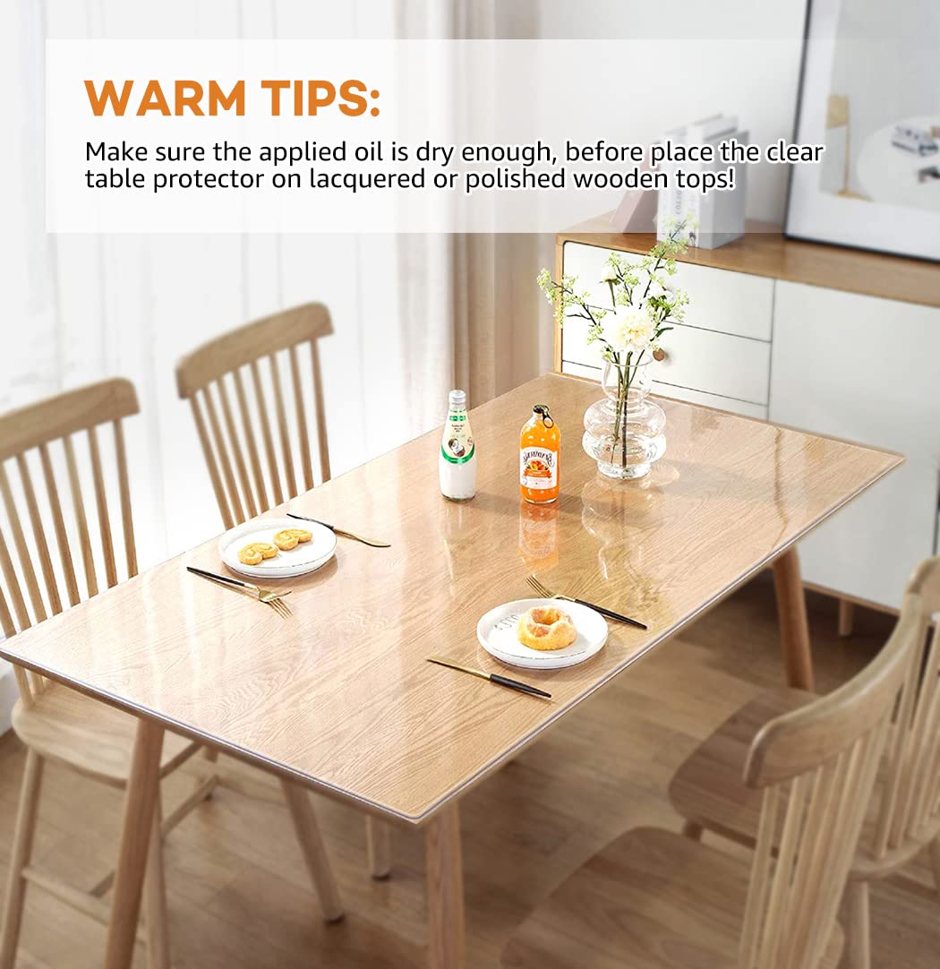 40 Inch Round Clear Table Cover Protector, Thick Plastic Tablecloth Vinyl Easy Clean, Protective PVC Table Desk Mat Pad for Round Coffee Table Living Dining Room Kitchen Waterproof Heat Resistant