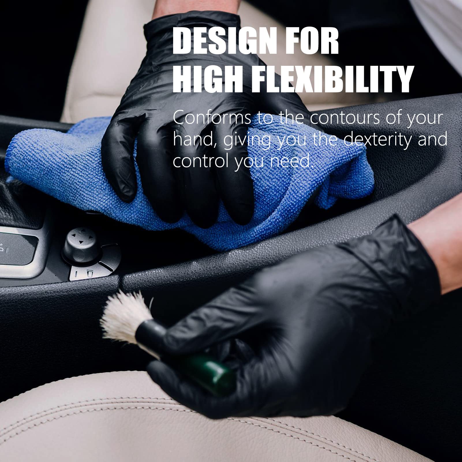 Amozife Black Nitrile Disposable Gloves, 6 Mil Powder & Latex Free Non-Sterile Exam Gloves for Cooking, Cleaning, Food Prep,Medium