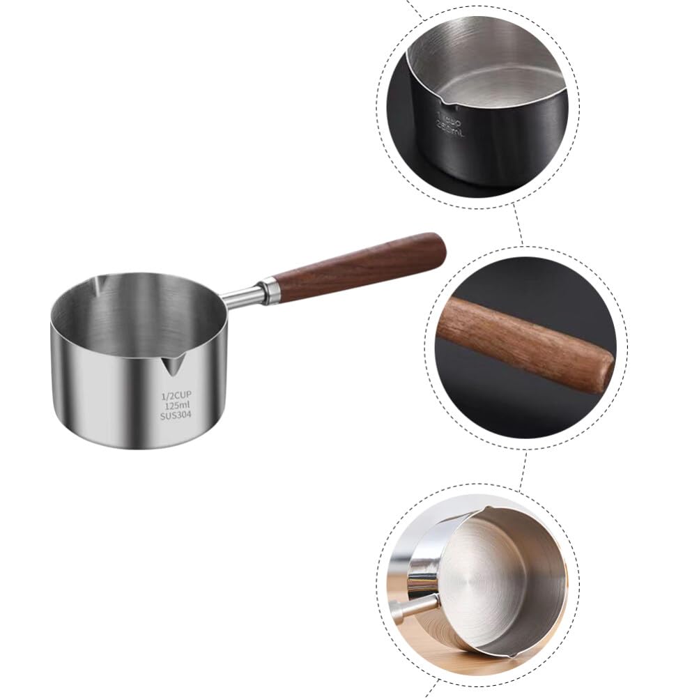 ABOOFAN 250ml Stainless Steel Mini Butter Warmer Small Milk Pot Coffee Milk Warmer