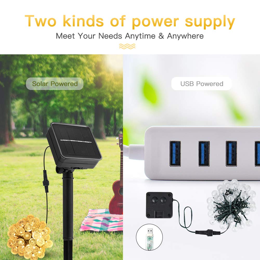 Beauthard Solar String Lights Outdoor,60 Led 35.6 Ft Lights with 8 Lighting Modes,Outdoor String Lights,Waterproof Solar Patio Outside Lights for Garden Yard Home Wedding Party Decoration(Warm White)