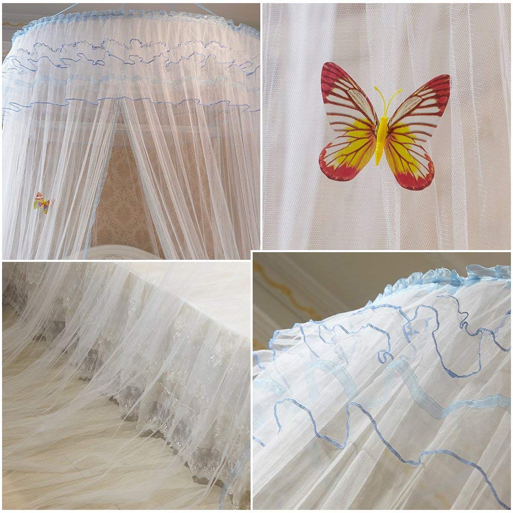 Princess Lace Dome Fantasy Mosquito Netting Hanging Round Canopy Bed Net Height 2.7 m/106 in