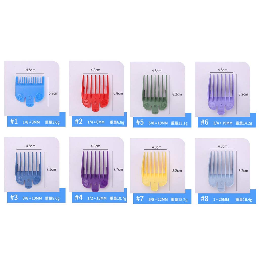 8 Pieces Hair Clipper Guide Comb Set/Comb Clipper Guide Attachment fit for Salon Haircutting and Hairdressing Activities