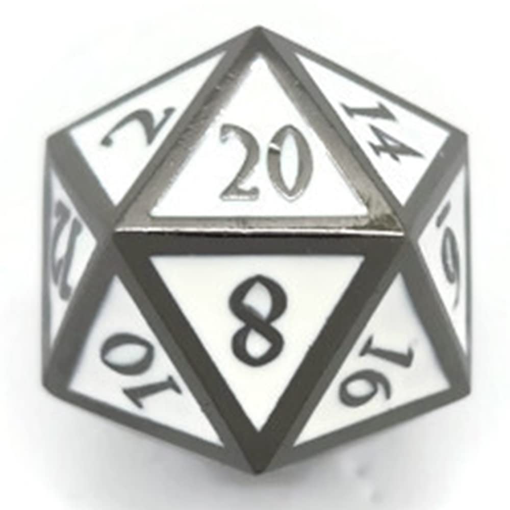 Black and White Metal D20 F*** Dice Critical Fail F 20 Sided Die Set DND Black Gunmetal Color Number for Role Playing Game Dungeons and Dragons D&D Pathfinder Shadowrun and Math Paladin