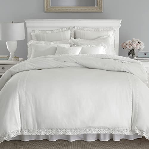Laura Ashley Home - Throw Pillow with Envelope Closure, Elegant Home Decor for Bed or Sofa (Annabella White, 18" x 18")