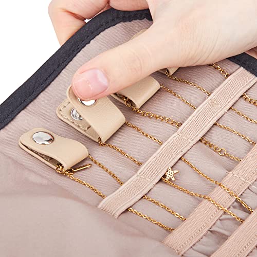BELALIFE Travel Jewelry Case Organizer, Foldable Jewelry Storage Roll for Earrings, Necklaces, Rings, Bracelets, Brooches, Black