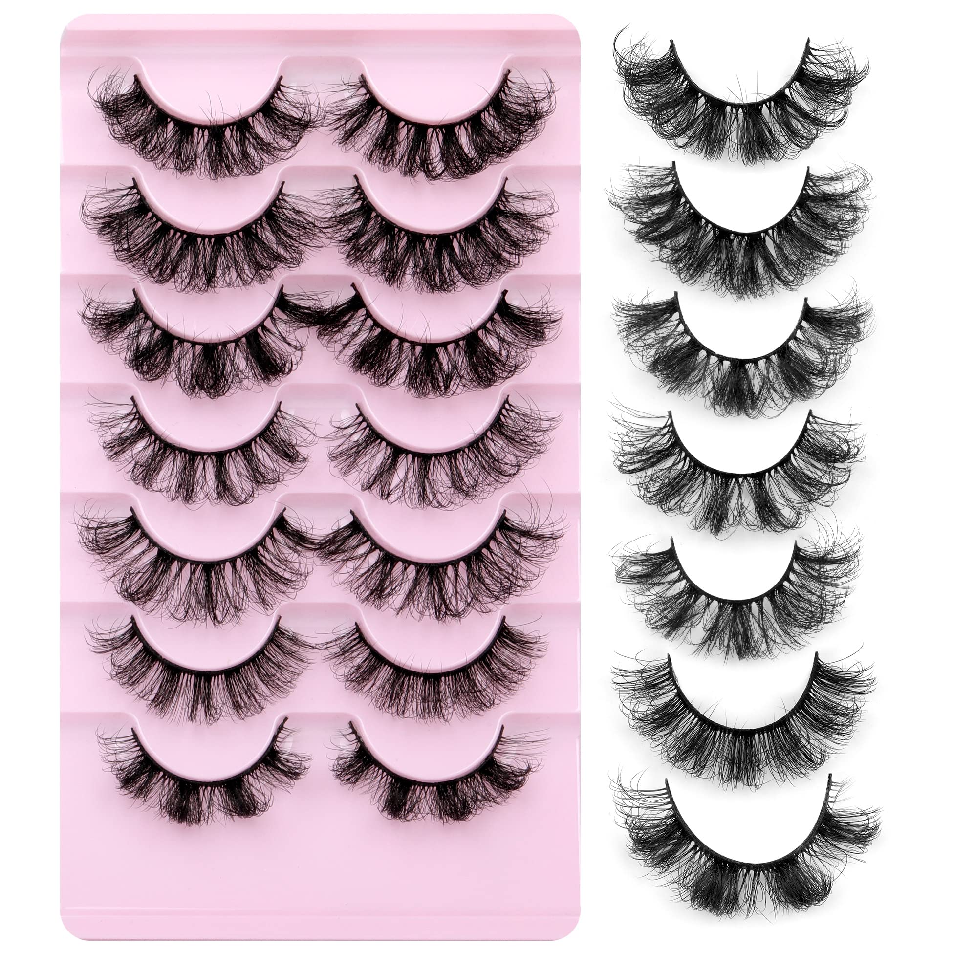 7 Styles Lashes Mink Natural Look D Curl Eyelashes Fluffy Wispy Volume Eye Lash Pack Like False Eyelash Extension by EYDEVRO