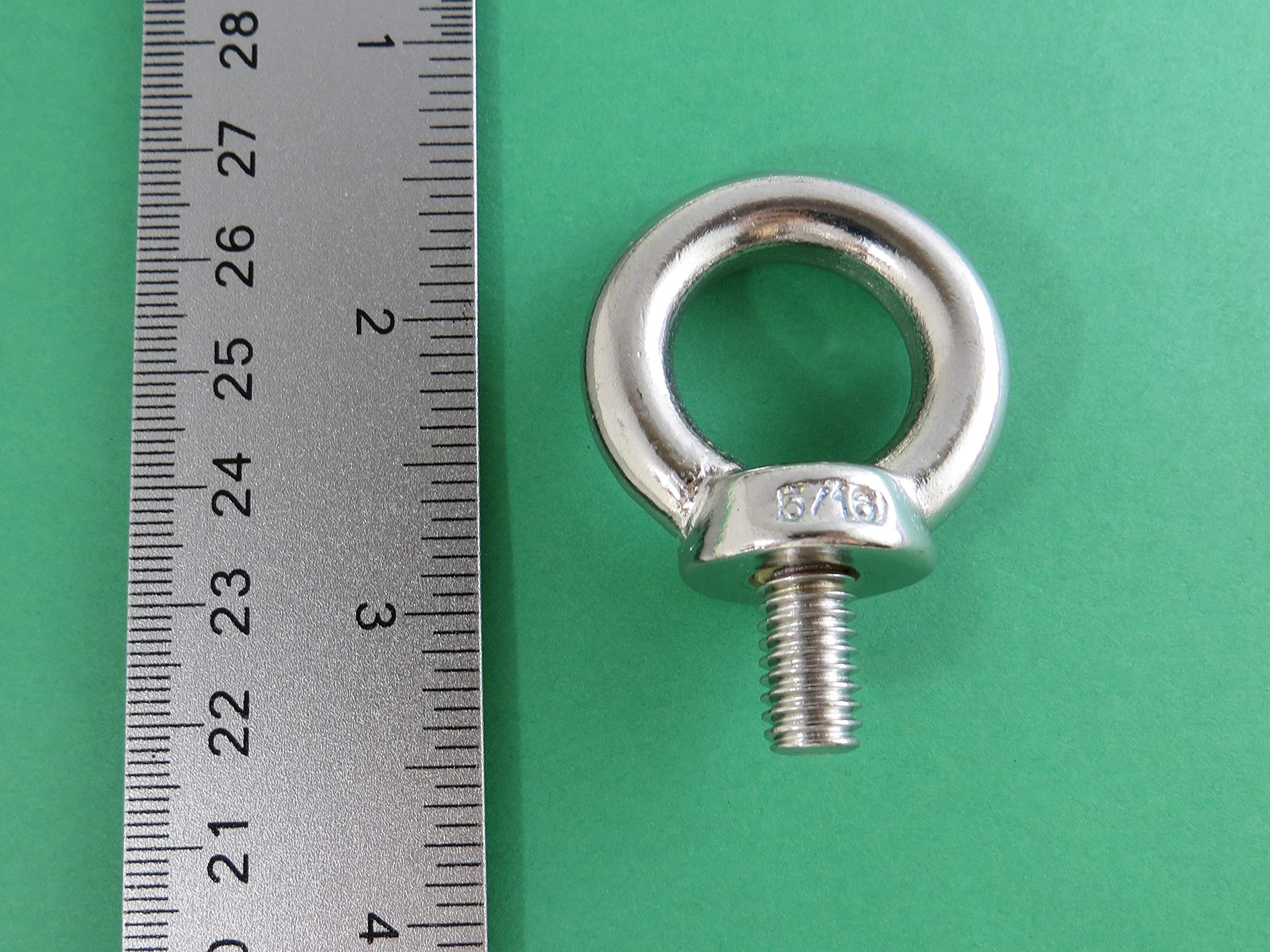 US STAINLESS Stainless Steel 316 Lifting Eye Bolt 5/16" UNC Marine Grade Heavy Duty Pitch of 18