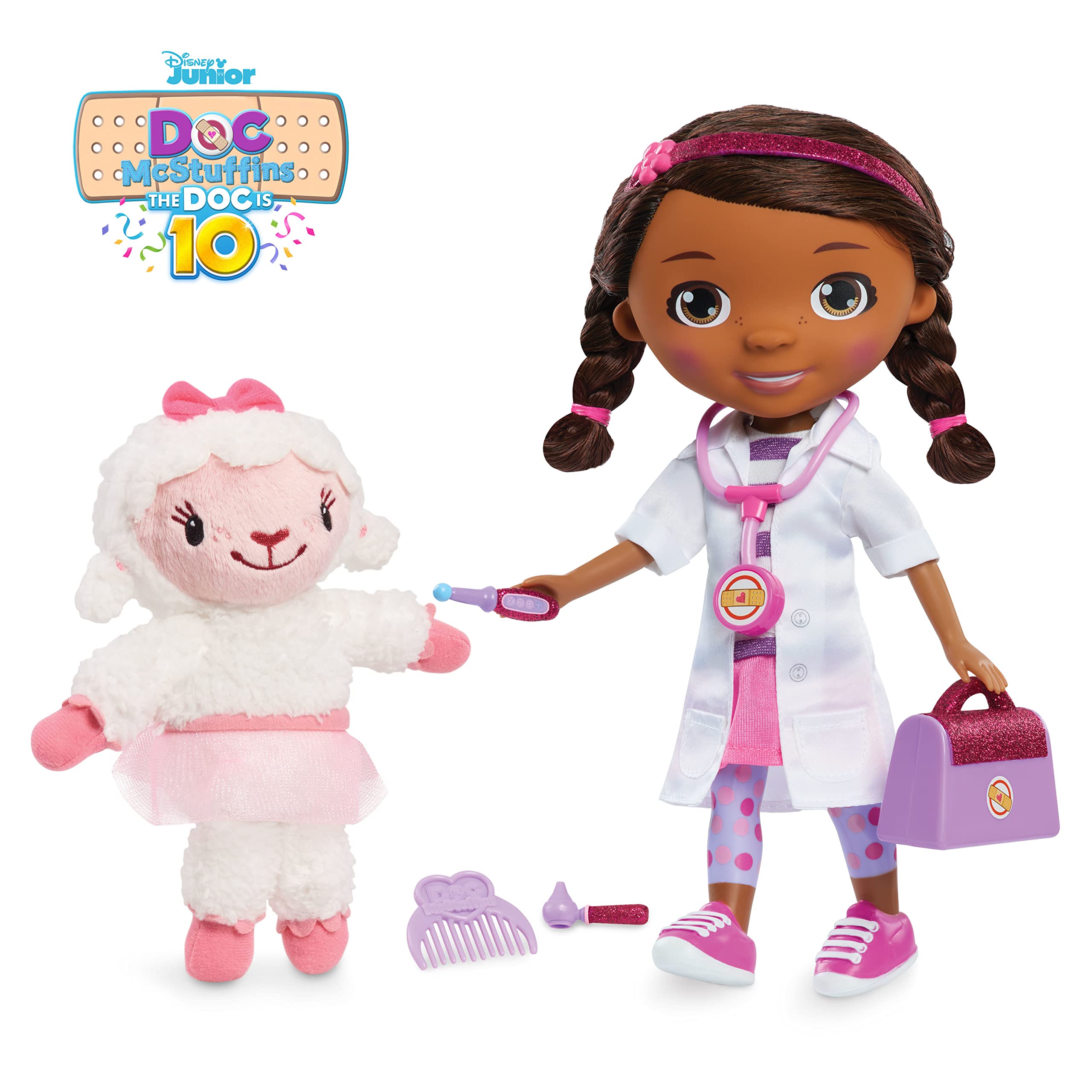 Disney Junior Doc McStuffins 10th Anniversary Time For Your Checkup Doll and Accessories, Officially Licensed Kids Toys for Ages 3 Up by Just Play
