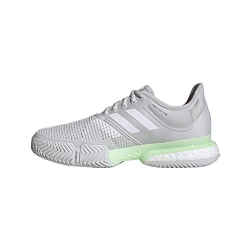 adidas Women's SoleCourt Boost Tennis Shoe, Glow Green/White/Grey, 11 M US