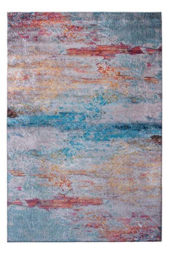 Mylife Rugs Contemporary Modern Non Slip Machine Washable Printed Area Rug, Rainbow 3'x5'