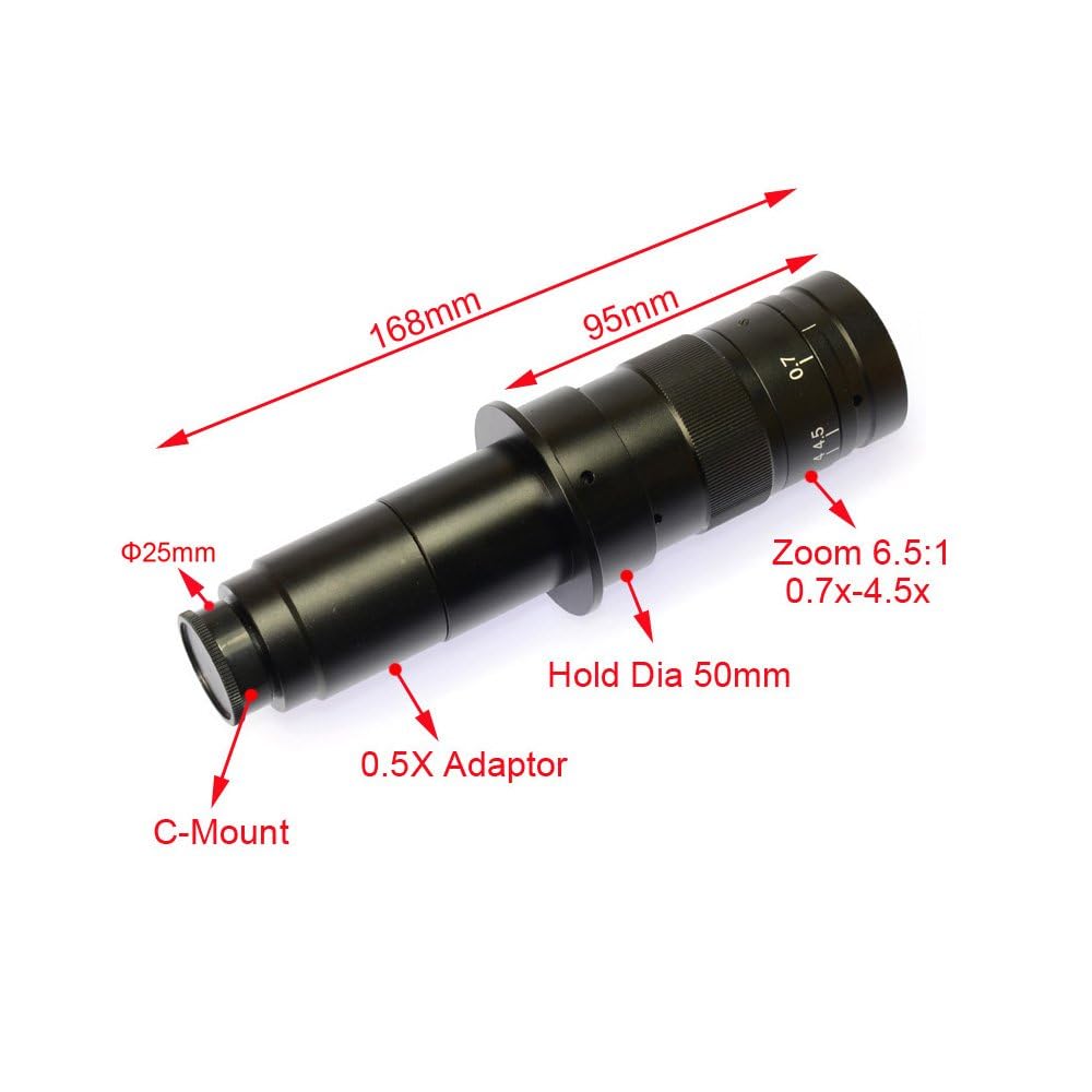 HAYEAR Monocular Max 180x Zoom C-Mount Glass Lens Adapter F/Industry Microscope Camera Objective