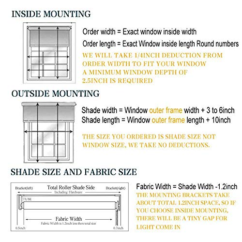 Blackout Cordless Window Roller Shades, Stone Custom Easy to Control Window Blinds with Spring Lifting System for Home, Windows, Doors, French Door