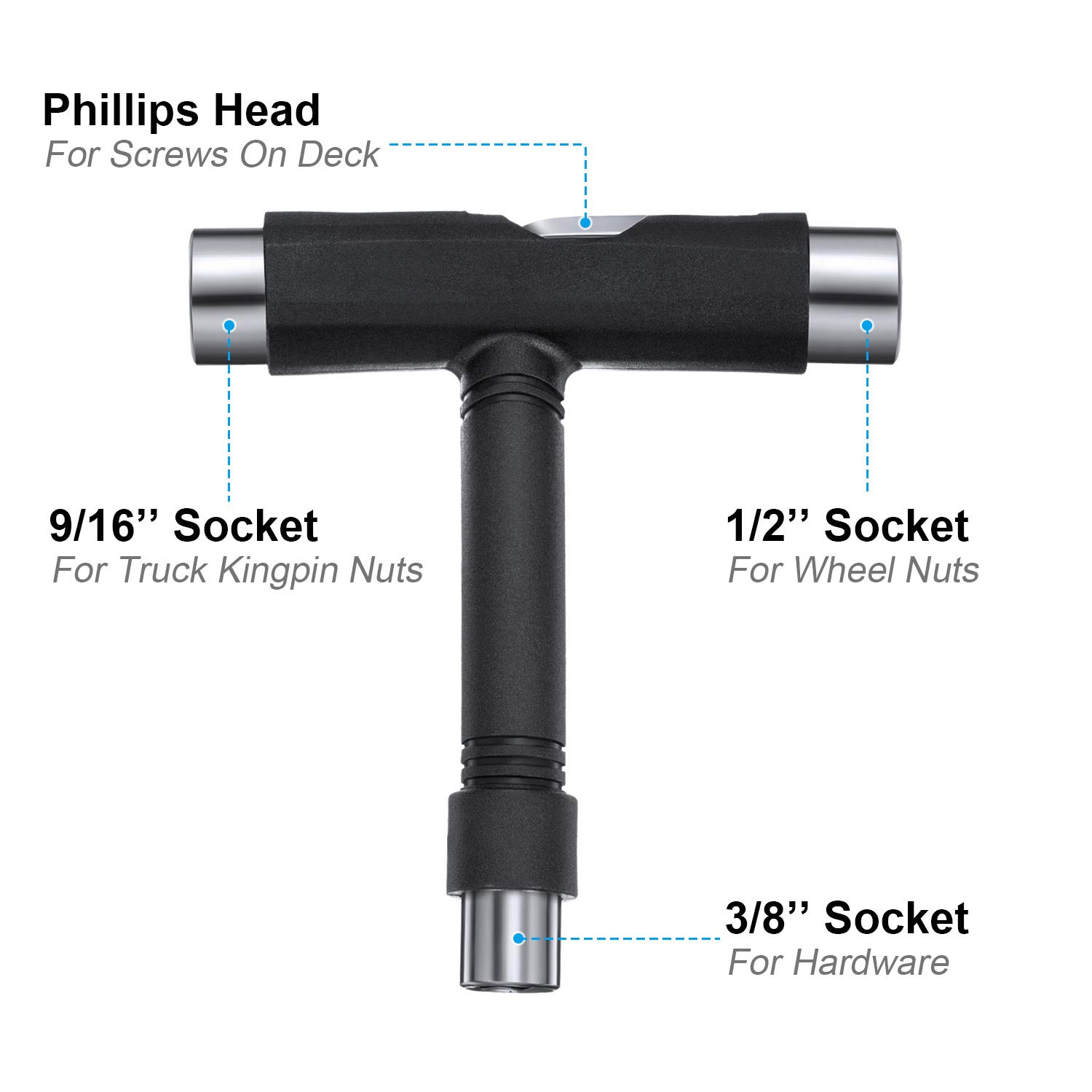 45 Pieces Multifunctional Skateboard Tools T Skate Tool and Y Skateboard Tool with Skateboard Bearings, Nuts and Mounting Bolts, Washers for Most Skateboards and Long Boards