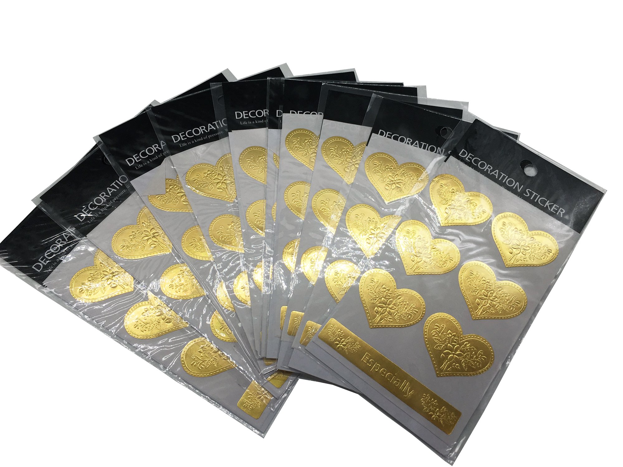 Envelopes Label Stickers Love Heart Shape Stickers 60 PCS Kraft Paper Thank You Stickers Retro Metallic DIY Decorative Adhesive Label for Packaging Bake Decoration Wedding Party Gift (Gold)