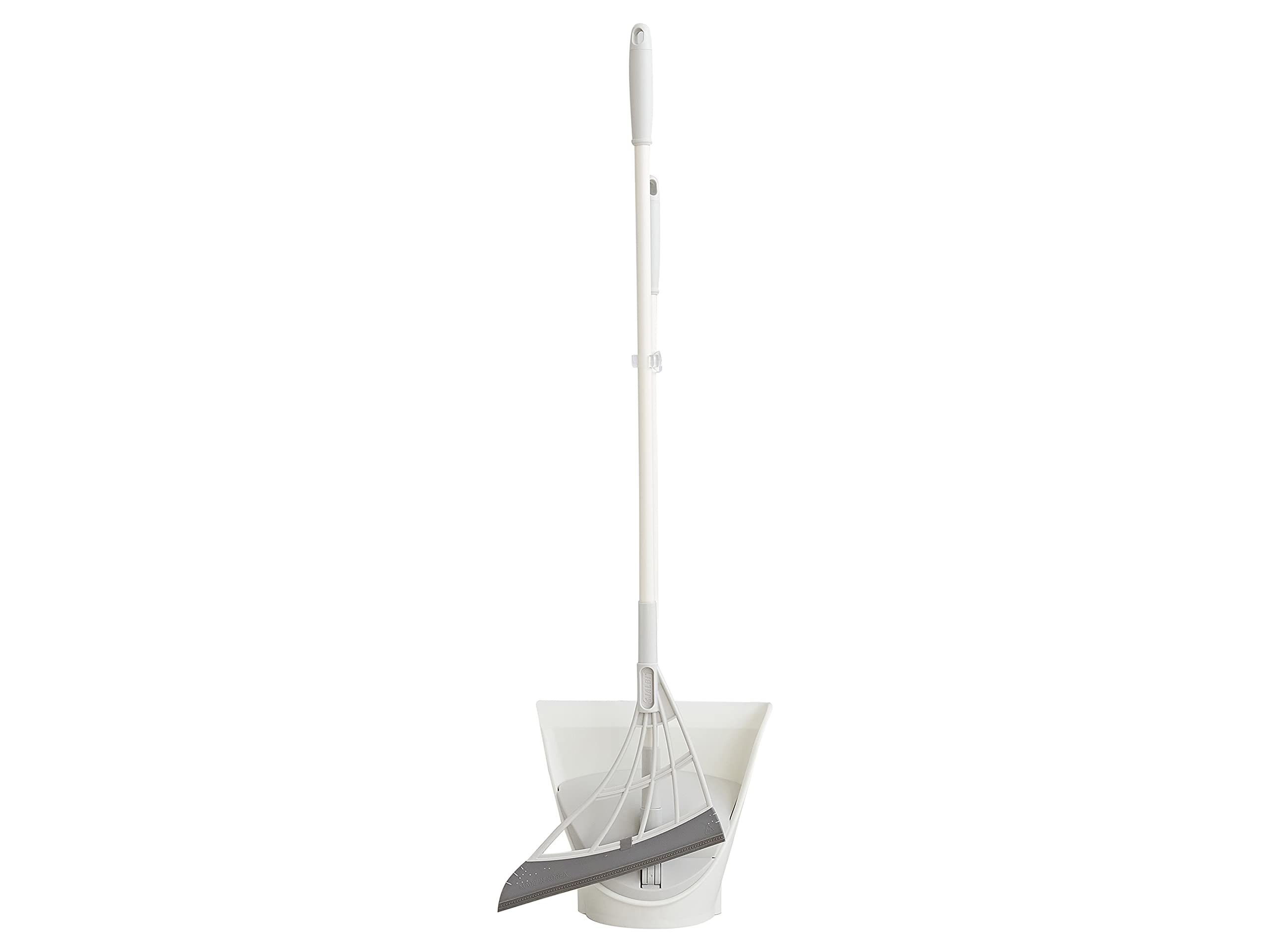 Broombi and Dustpan Set - All-Surface Silicone Broom & Squeegee for Indoor Cleaning - Sweeps Glass, Dust, Removes Pet Hair, Liquids - Smooth Floors, Rugs, Windows - One-Click Smart Dustpan (Grey)