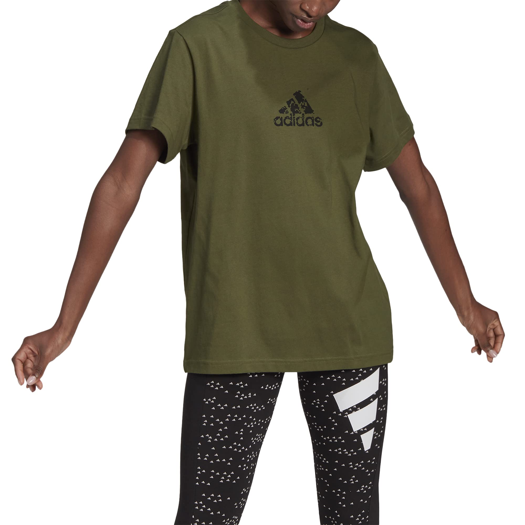 adidas womens Brand Icons Tee Wild Pine Medium