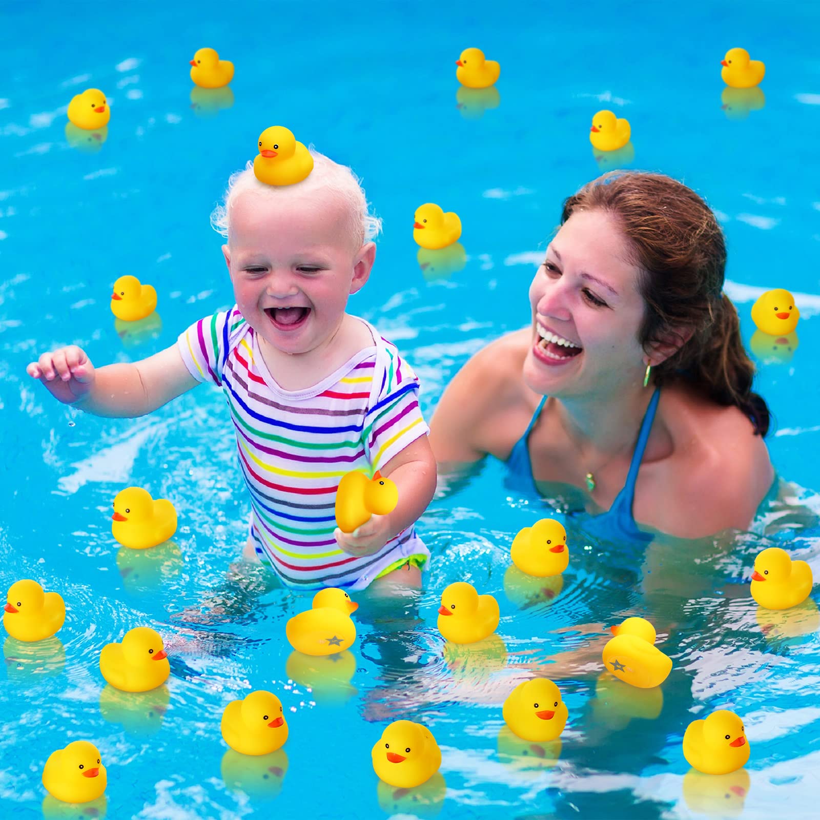 40 Rubber Ducks with Numbers Duck Game Outdoor Memory Game Carnival Duck Party Game Baby Shower Educational Learning Toys for Preschoolers Develops Number Recognition