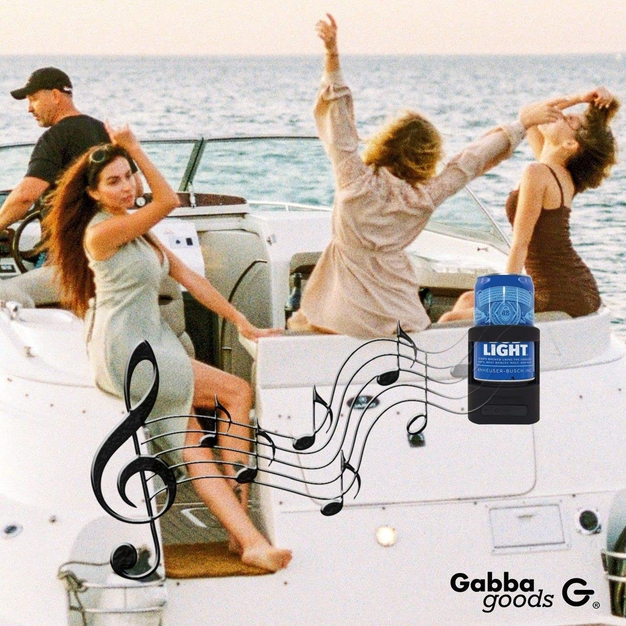 Gabba Goods Shower Bluetooth Speaker with Beer/Soda Can Holder - Built-in Microphone Handsfree - Waterproof, IPX7, 4 Hours of Playtime, Suction Cup for Showers