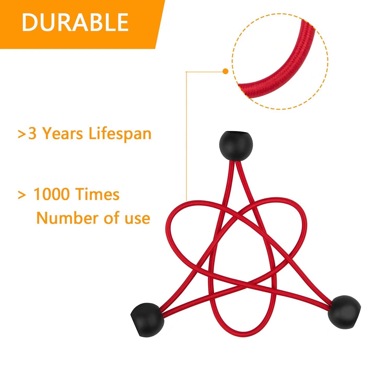 8 Pcs 10 inch Canopy Stakes Spiral Plastic Tent Pegs with 10PCS 6inch Ball Bungee Cords Red Elastic String Cord with Black Ball