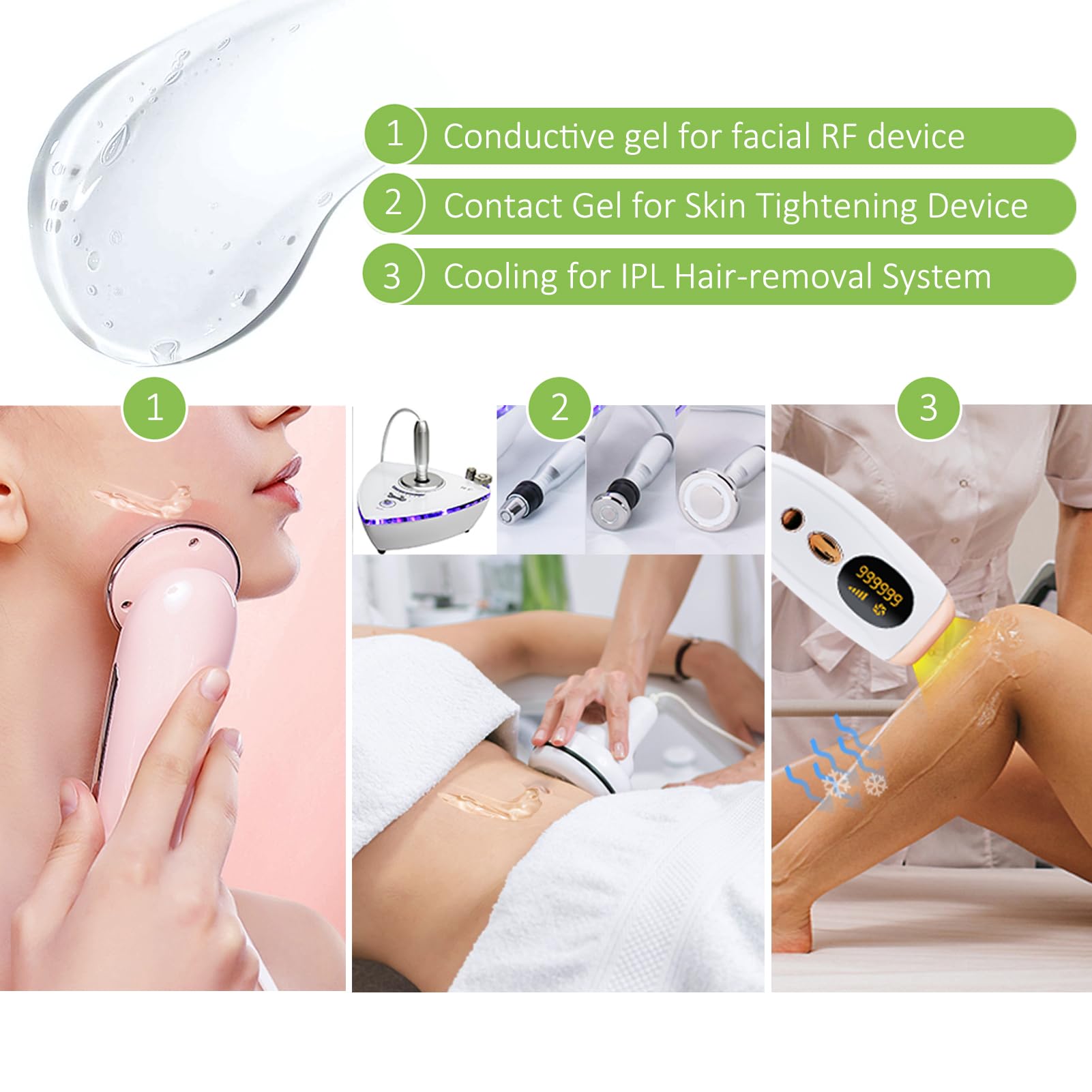 RF Gel (2 Pack) – Skin Cooling and Conducting Gel for Use with RF Face Lifting and Skin Tightening Beauty Devices