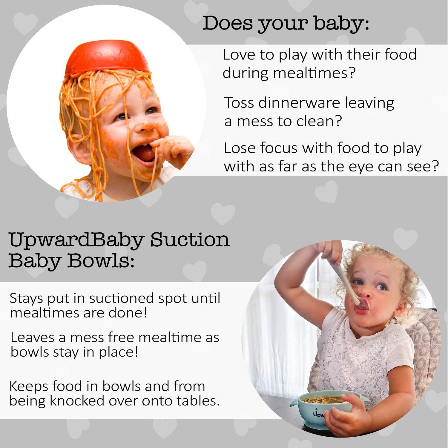 UpwardBaby Suction Toddler Plate and Bowl Feeding Placemat and Suction Bowl Set Bundle