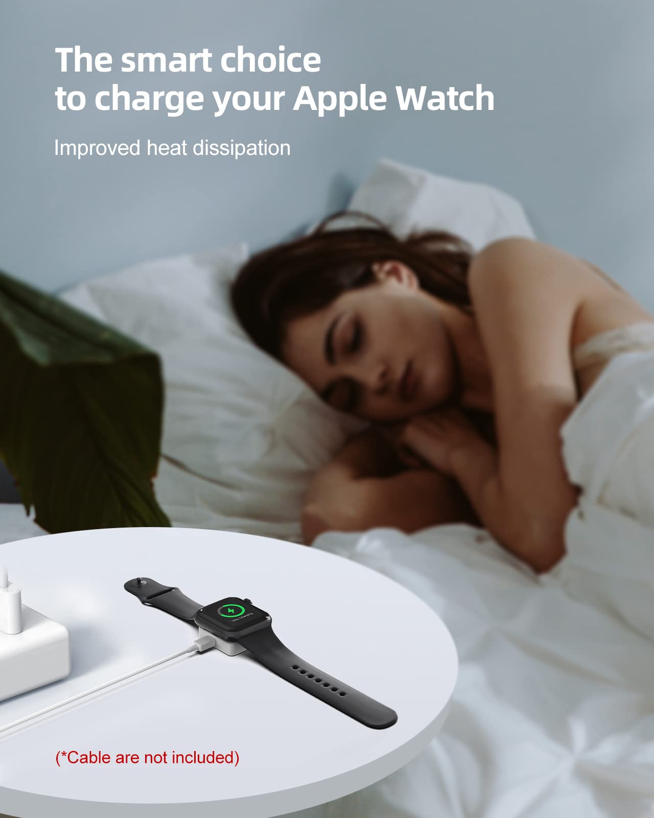 iFory Watch Charger Designed for Apple Watch Series 6/SE/5/4/3 MFi Certified Magnetic Wireless Charger with Dual Port USB C and Lightning - CloudWhite