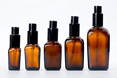 ericotry 3PCS 100ml Empty Refillable Square Amber Glass Cream Lotion Pump Bottles for Makeup Face Cream Facial Cleanser Toiletries Toner Liquid Travel Containers Emulsion Essential Oil Dispenser