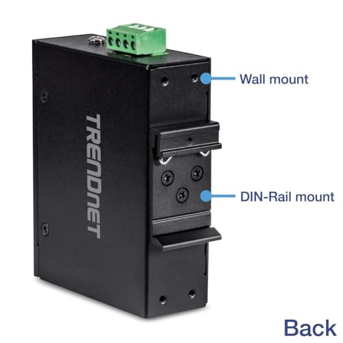 TRENDnet 5-Port Industrial Unmanaged Fast Ethernet DIN-Rail Switch, 5 x Fast Ethernet Ports, IP30, Operating Temperature Range of -40° – 75°C (-40° – 167°F), Lifetime Protection, Black, TI-E50