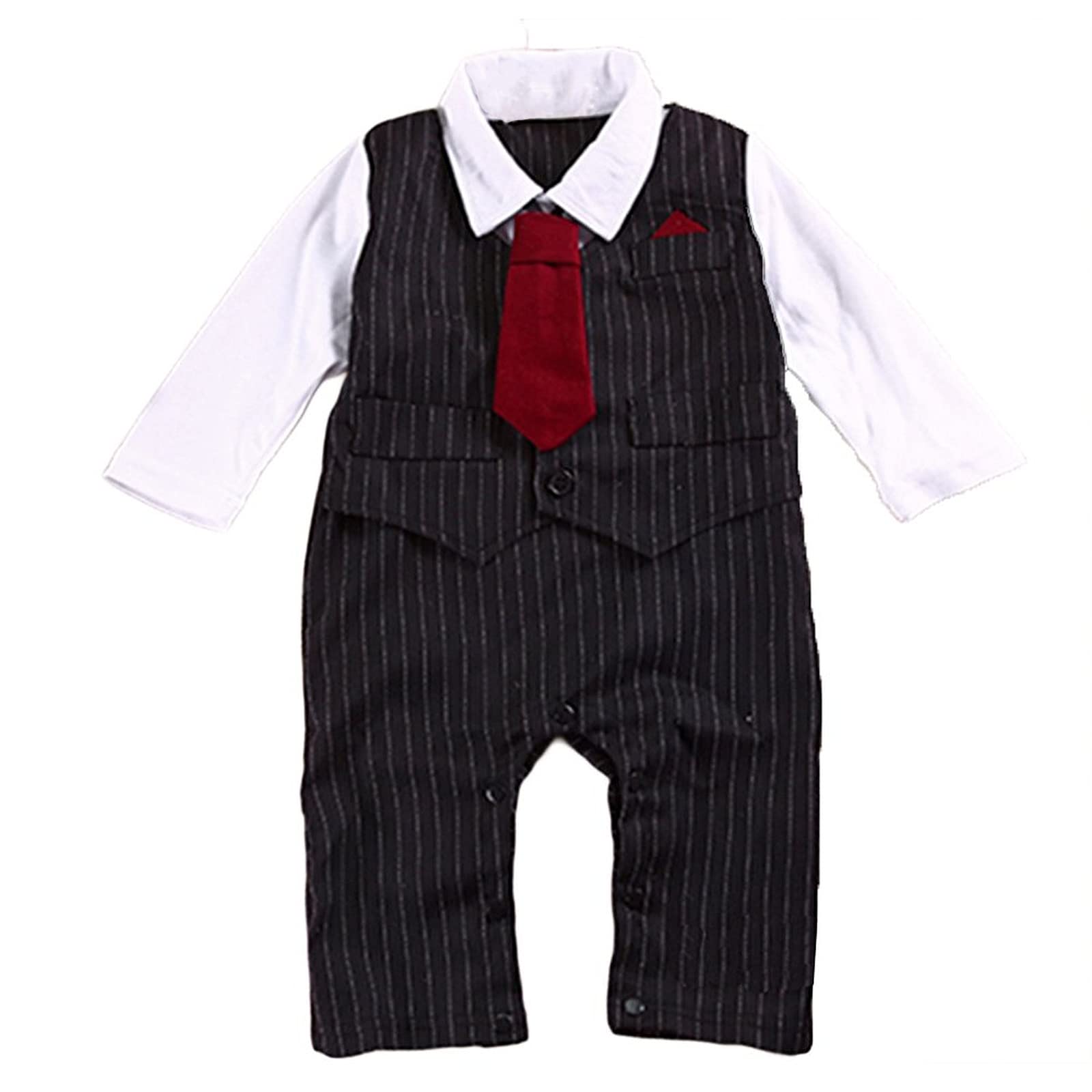 EGELEXY Baby Boy Formal Party Wedding Tuxedo Waistcoat Outfit Suit 12-18months Black