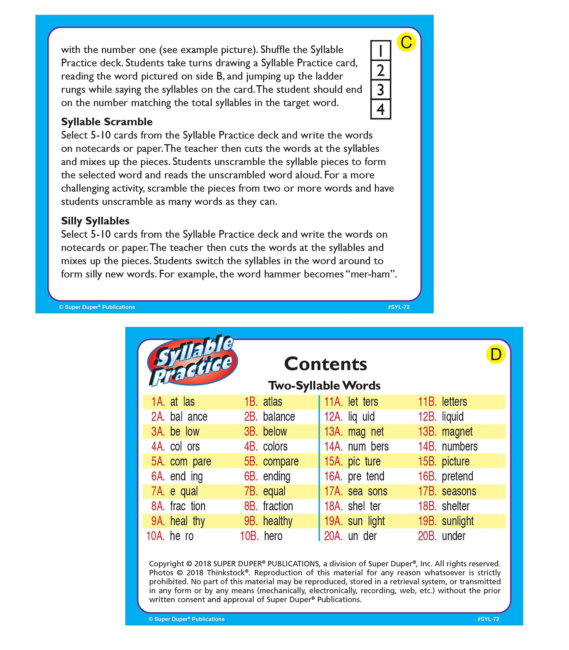 Super Duper Publications | Syllable Practice Fun Deck Flash Cards | Educational Learning Resource for Children